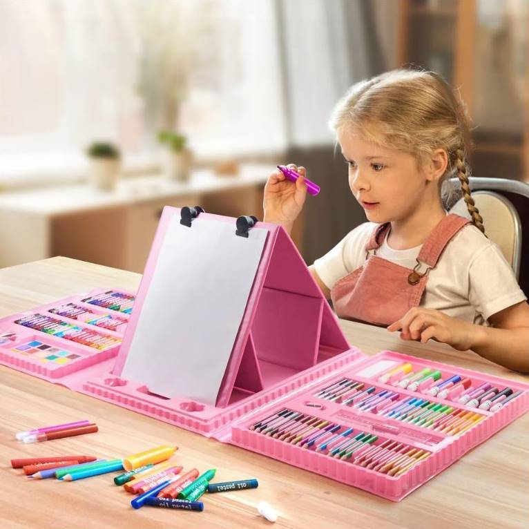 Kids Deluxe Art Kit - 208-Piece Creativity Set with Drawing Board ...