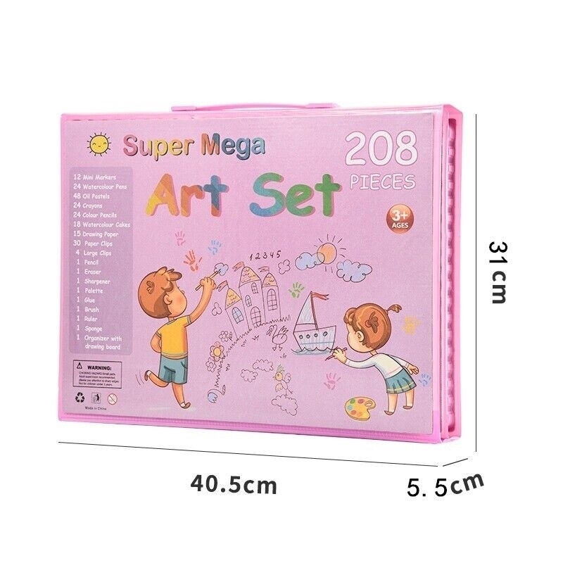 Kids Deluxe Art Kit - 208-Piece Creativity Set with Drawing Board ...
